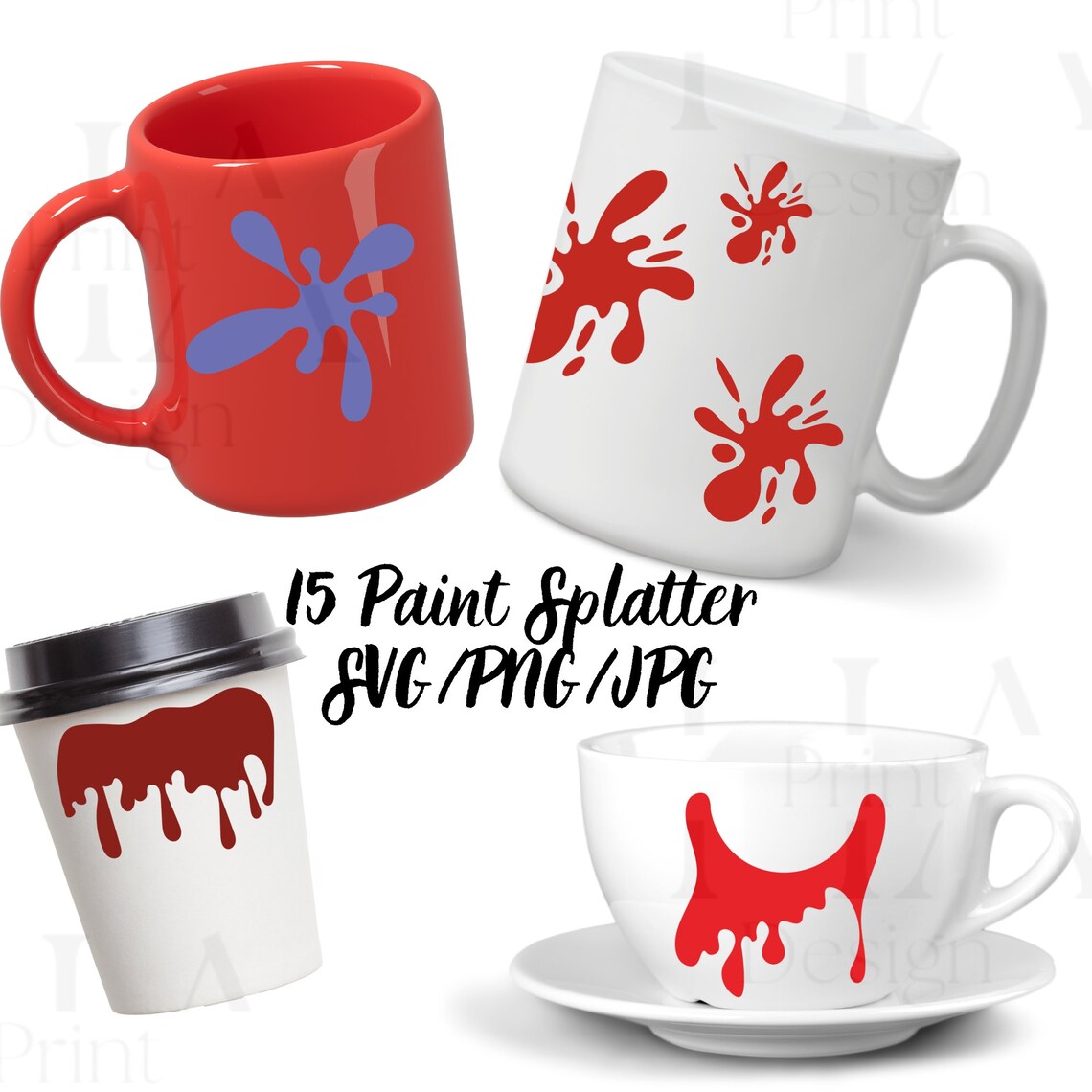 Set of 15 Paint Splatter Svg,colorful Paint Splatter,paint Spatter ...