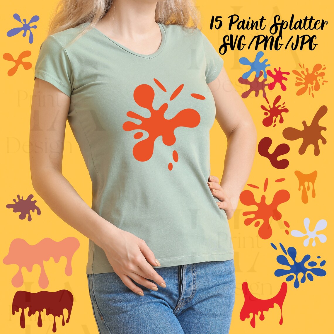 Set of 15 Paint Splatter Svg,colorful Paint Splatter,paint Spatter ...
