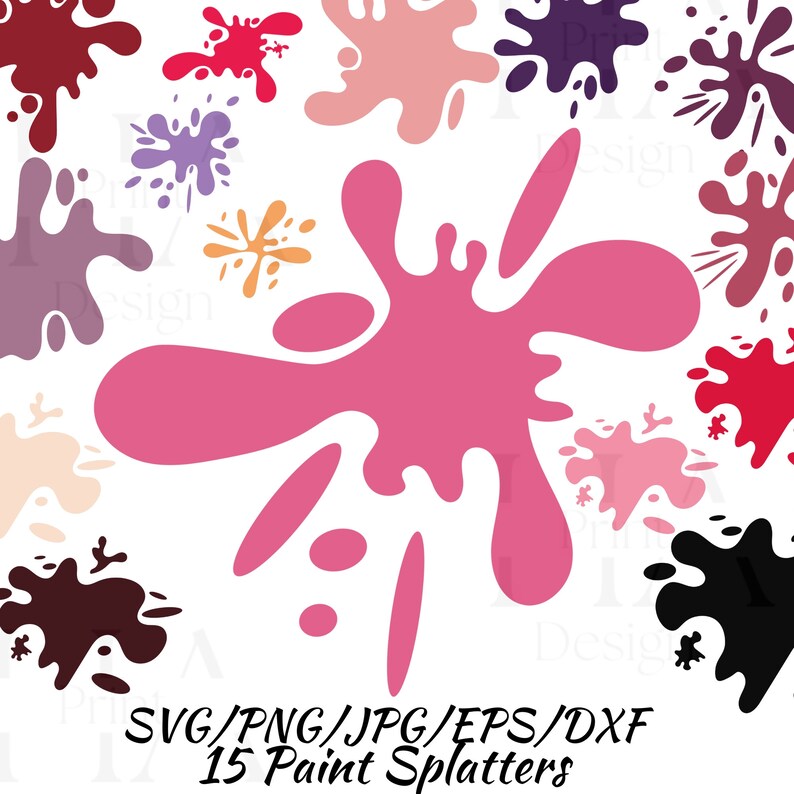 Set of 15 Paint Splatter Svg,colorful Paint Splatter,paint Spatter ...