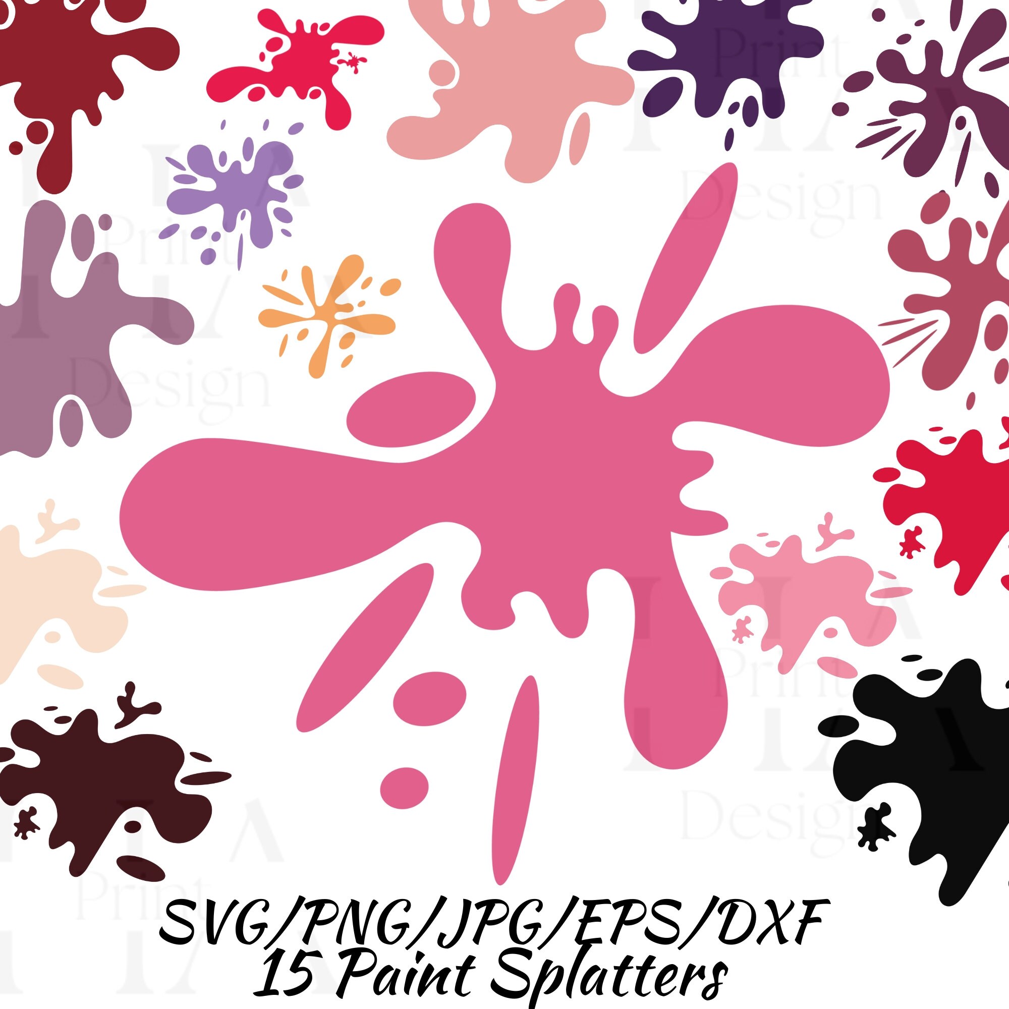 Set of 15 Paint Splatter Svg,colorful Paint Splatter,paint Spatter ...