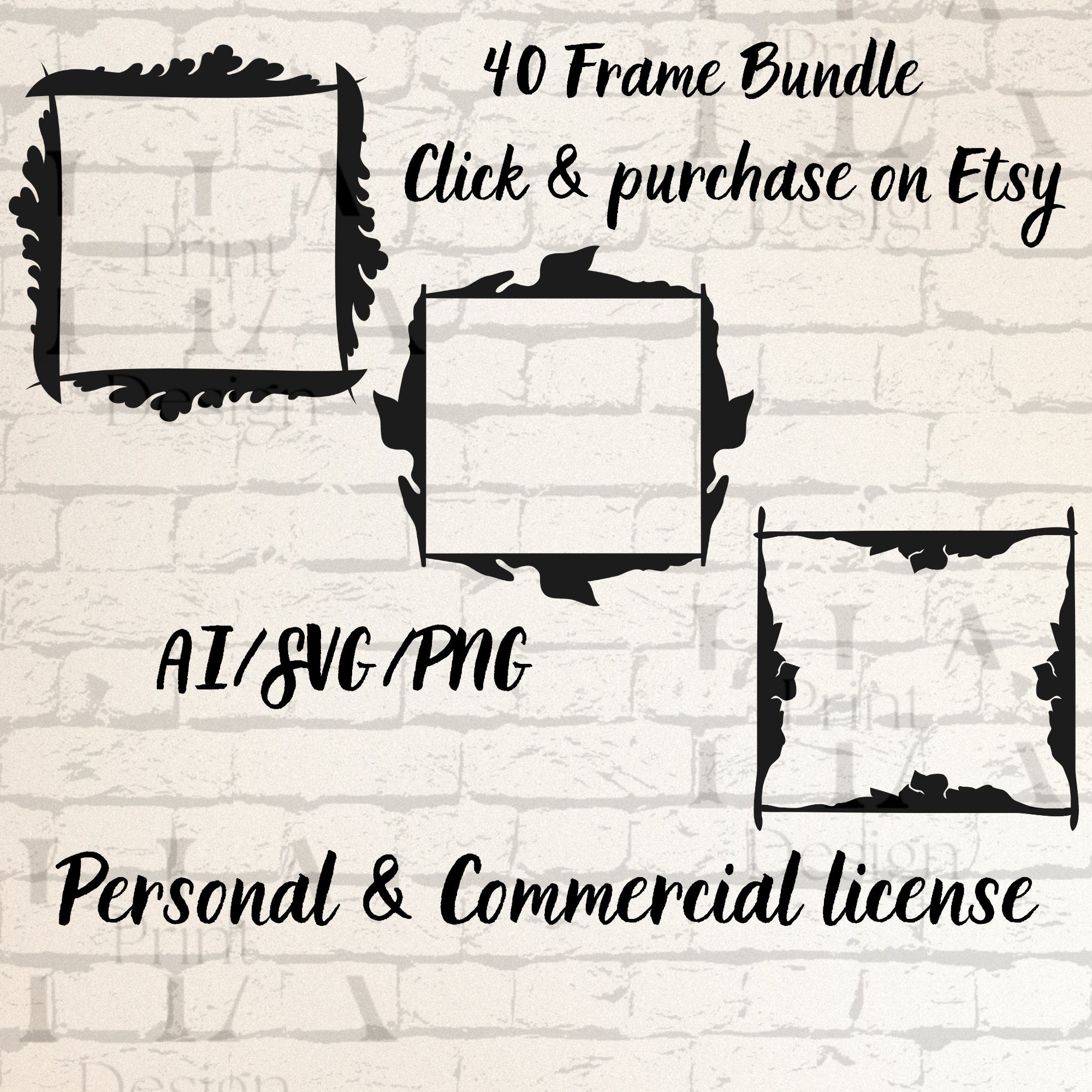 40 Frame SVG, Square Frame Bundle, Double Border,rectangle,circle ...