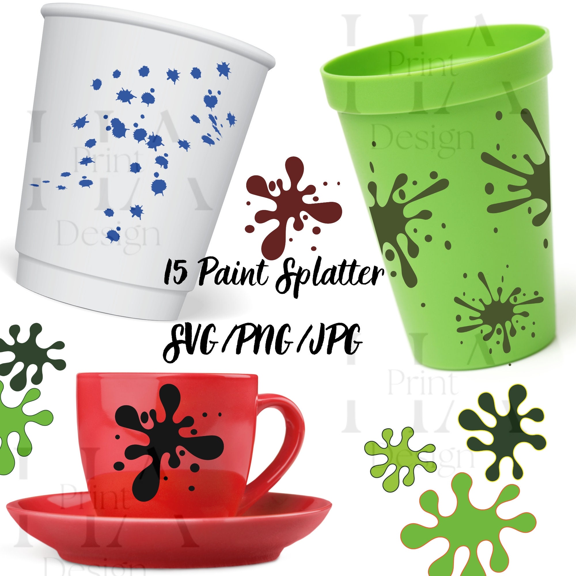 15 Paint Splatters SVG PNG, Paint Splatter Bundle, Paint Splatters ...