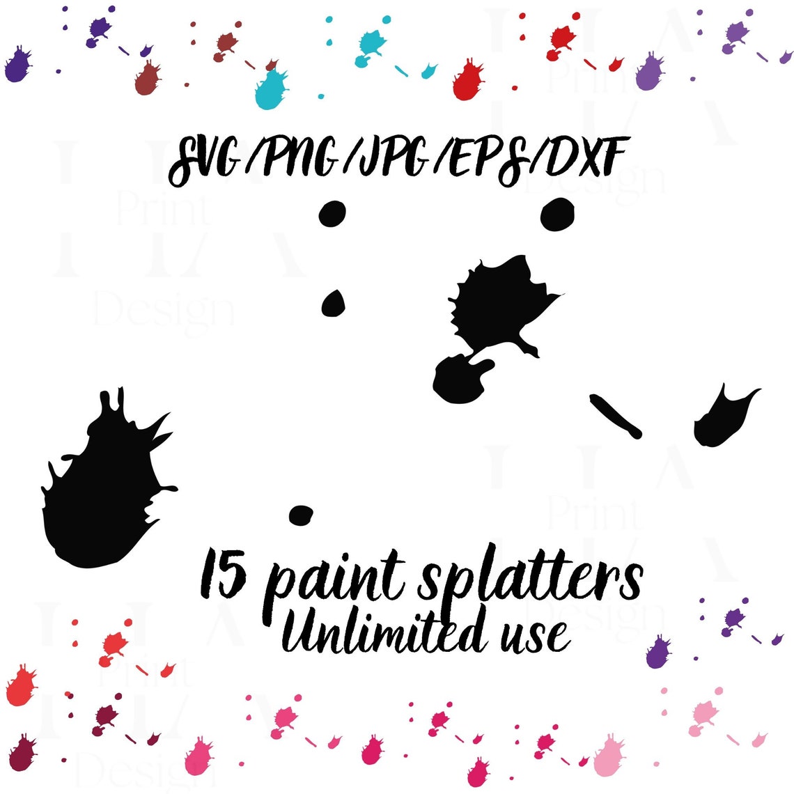 Set of 15 Paint Splatter Svg,colorful Paint Splatter,paint Spatter ...