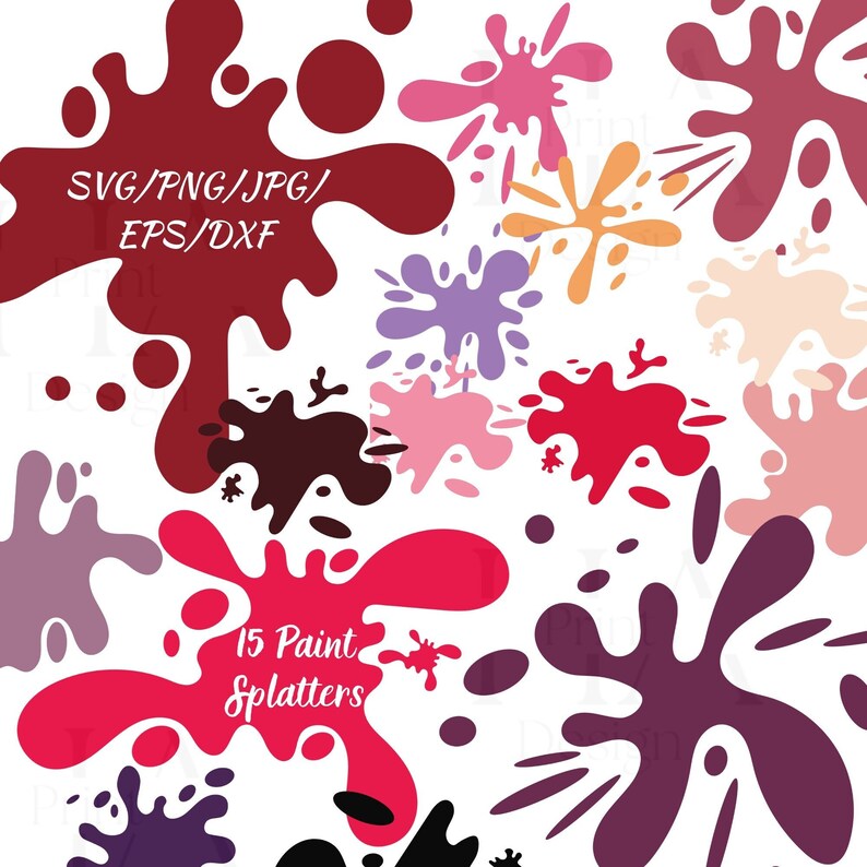 Set of 15 Paint Splatter Svg,colorful Paint Splatter,paint Spatter ...