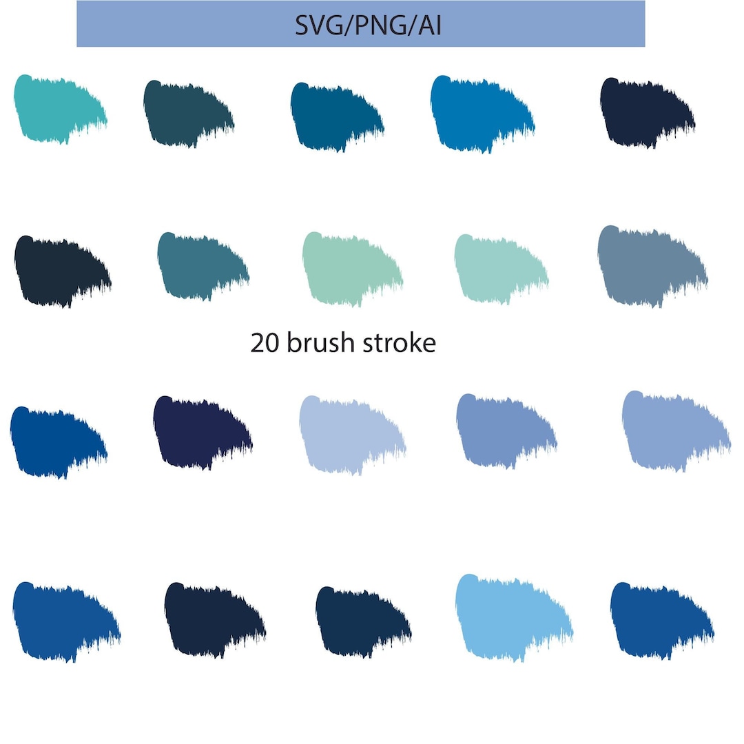 Blue Brush, SVG PNG Brushes, Blue Paint Outline, Watercolor Brushes ...