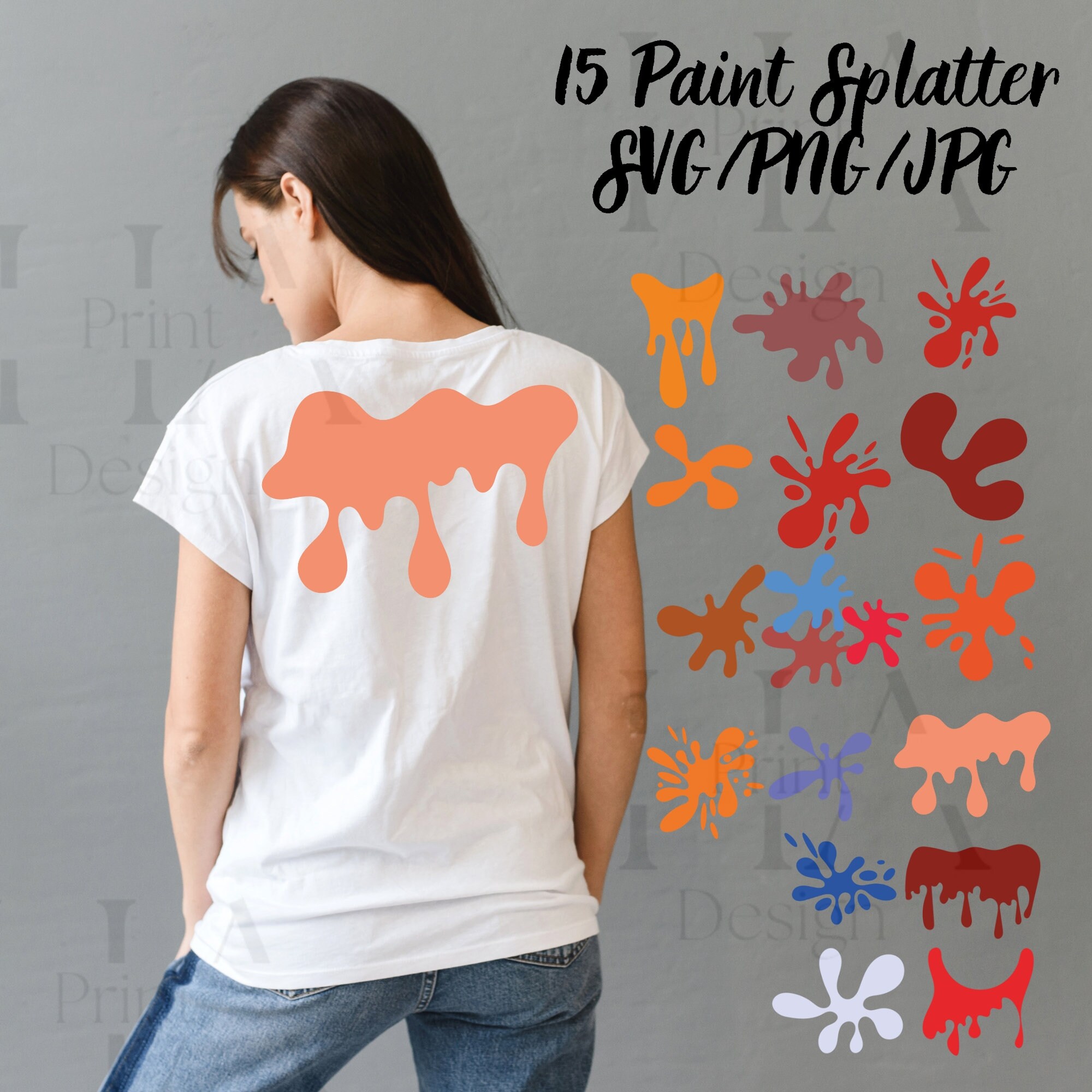 Set of 15 Paint Splatter Svg,colorful Paint Splatter,paint Spatter ...
