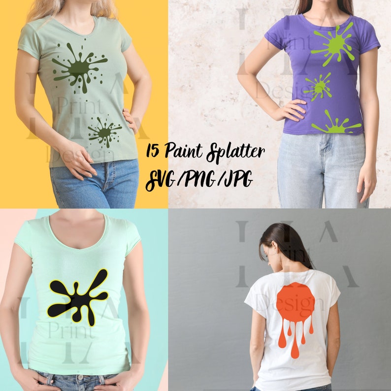 15 Paint Splatters SVG PNG, Paint Splatter Bundle, Paint Splatters ...