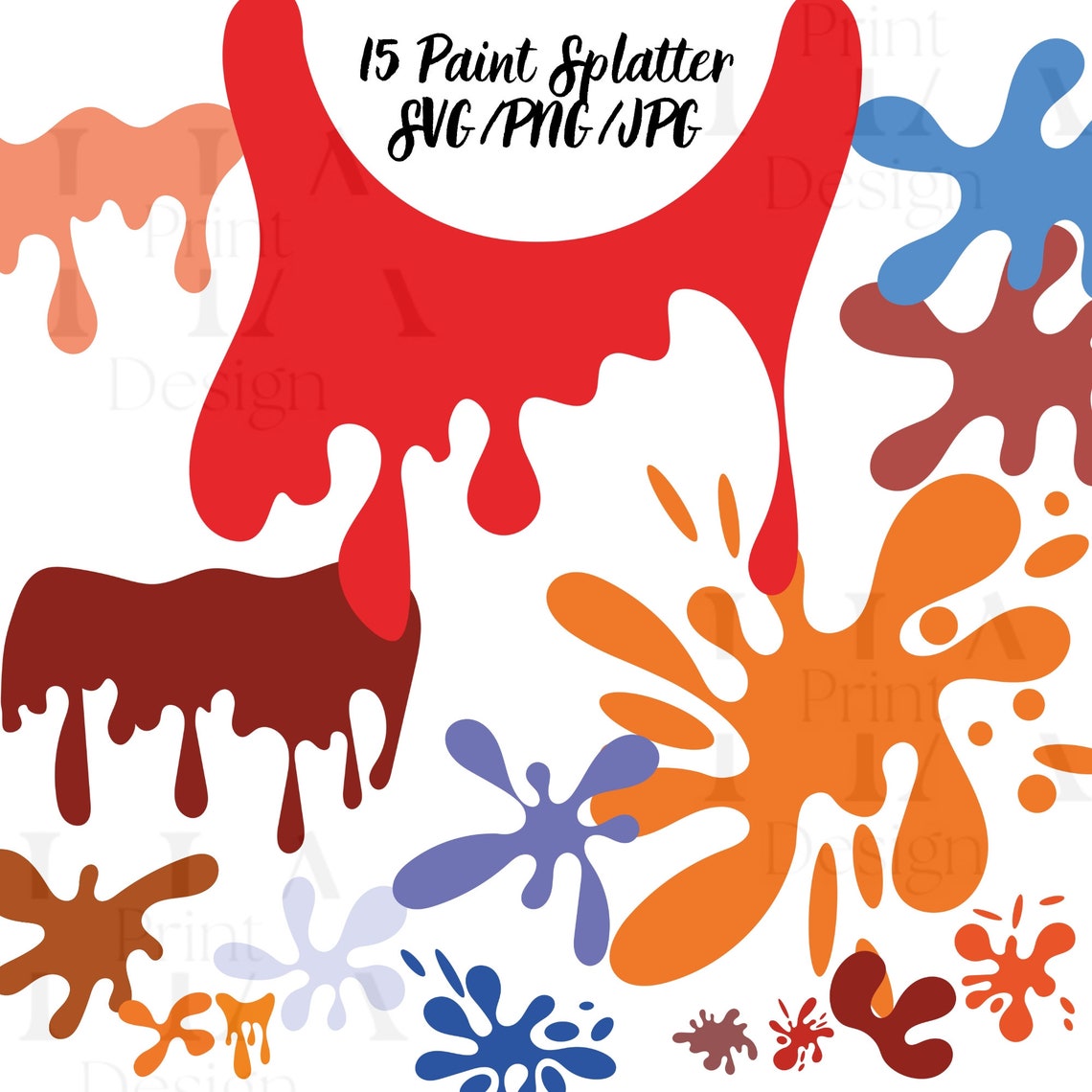 Set of 15 Paint Splatter Svg,colorful Paint Splatter,paint Spatter ...