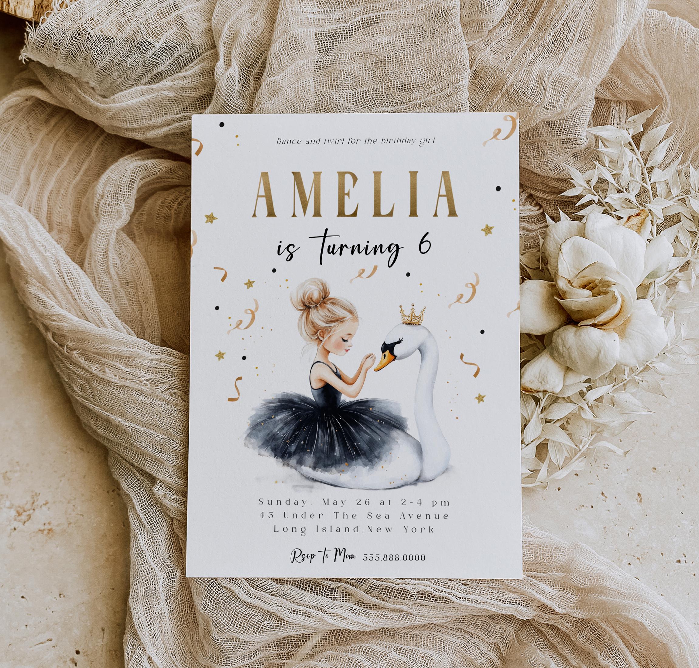 Ballerina Birthday Party Invitation | Ballerina Black Tutu Invite ...