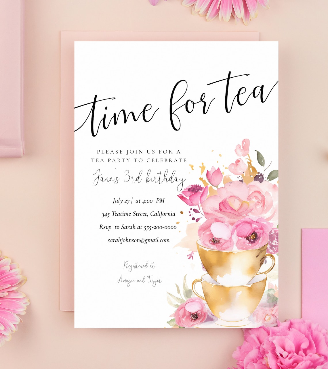 Time for Tea Party Invitation Template DIY Download Let's Celebrate ...