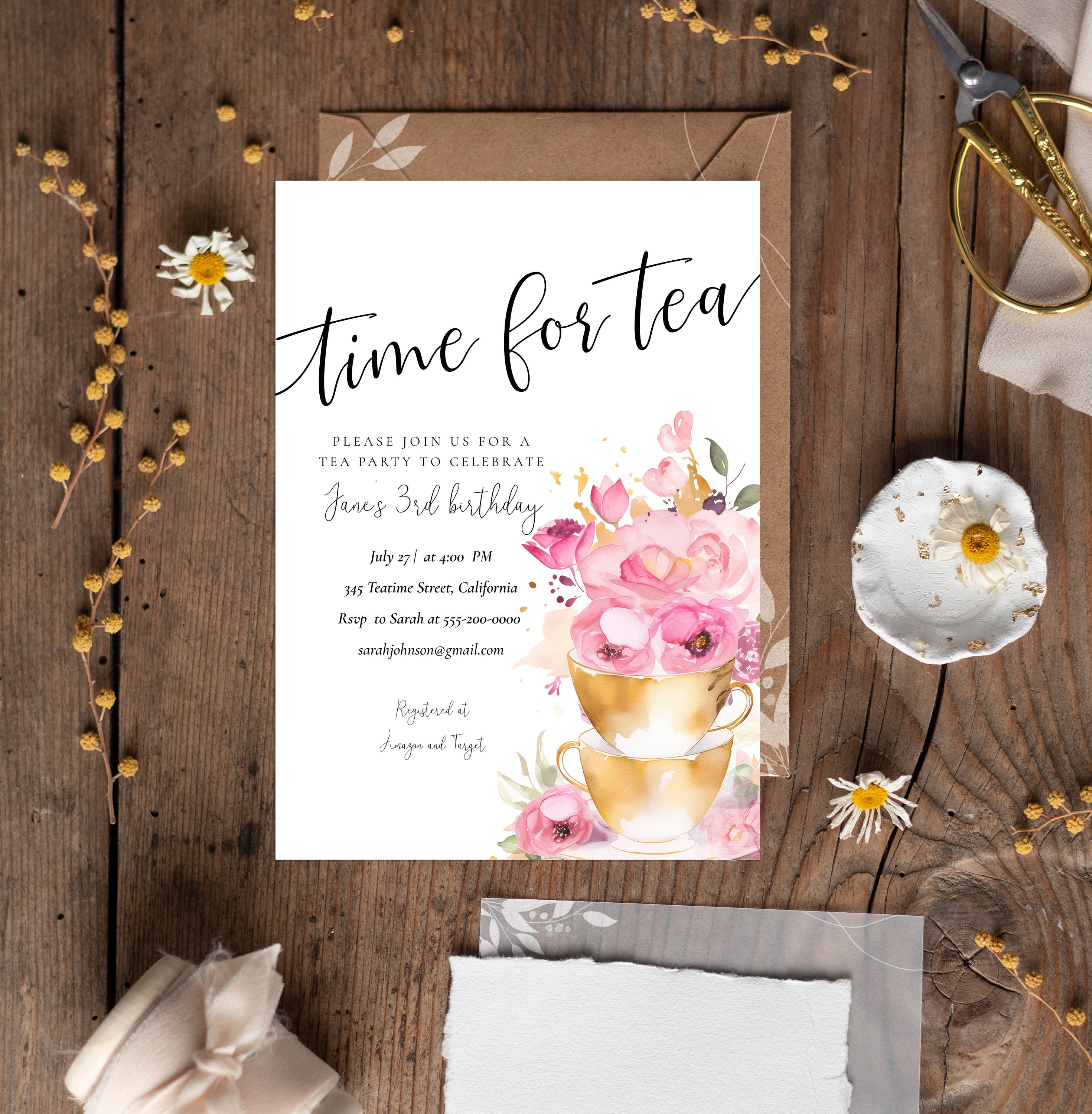 Time for Tea Party Invitation Template DIY Download | Let's Celebrate ...