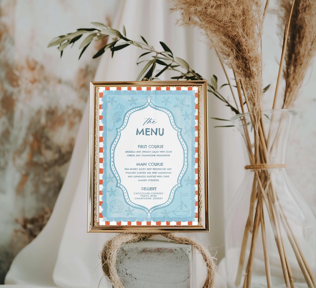 Watercolor Sea Menu Template: Nautical, Kids, Editable (5x7" PDF - Etsy