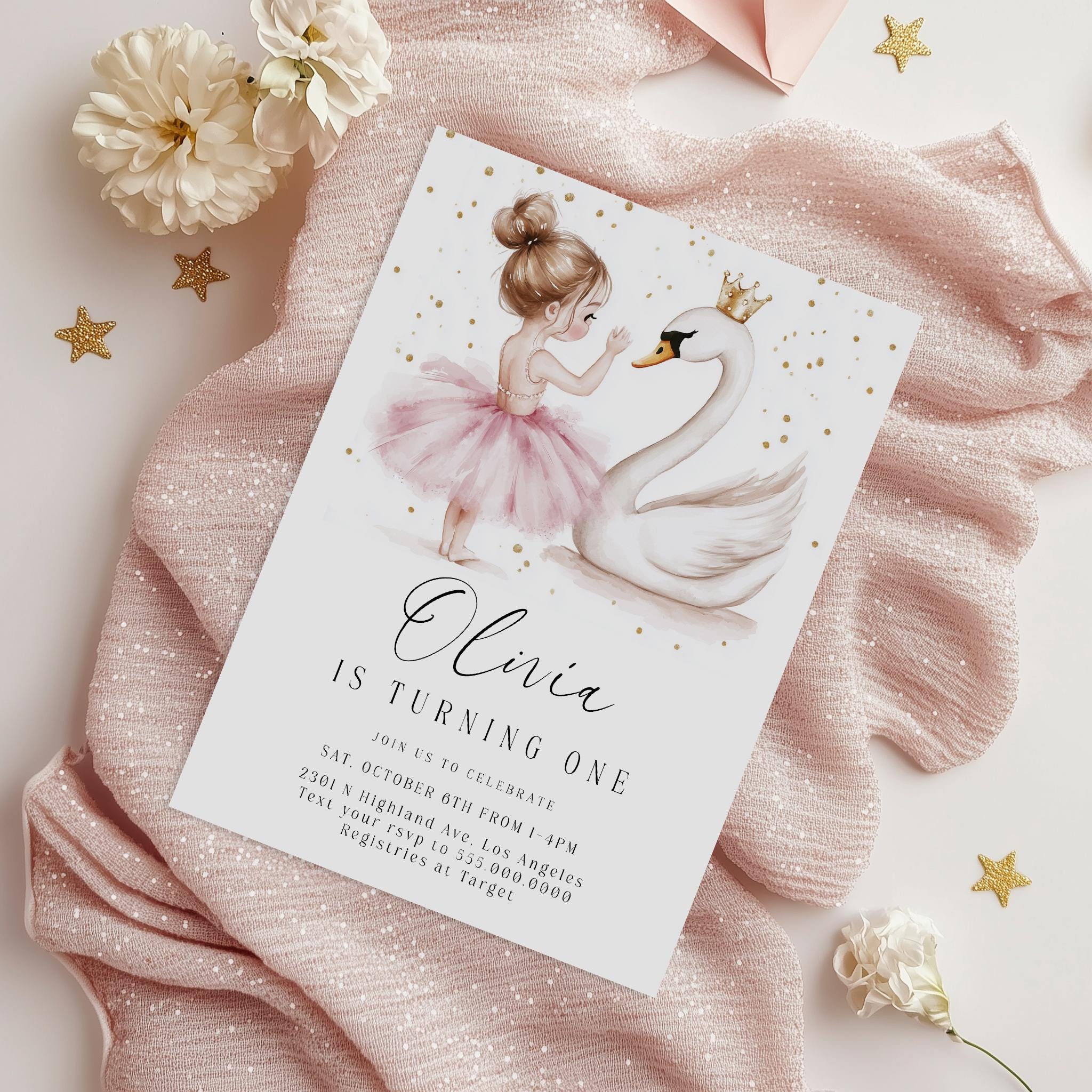 Ballerina Birthday Invitation: Swan Ballet Theme (editable, Instant ...