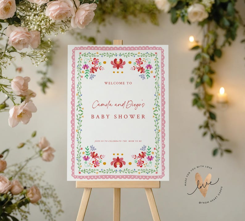 Little Señorita Baby Shower Welcome Sign: Fiesta Floral Decor (18x24 ...
