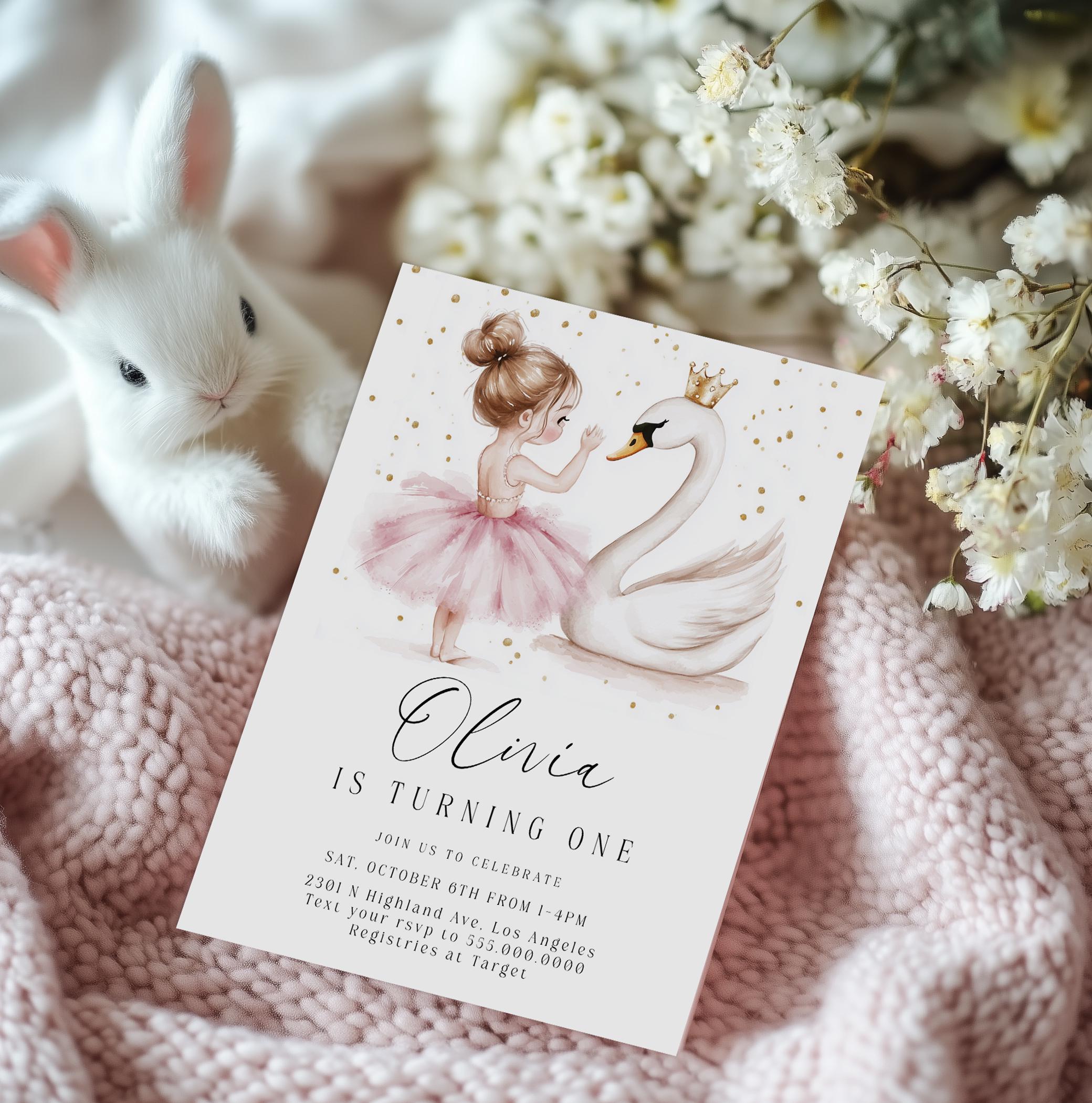 Ballerina Birthday Invitation: Swan Ballet Theme (editable, Instant ...