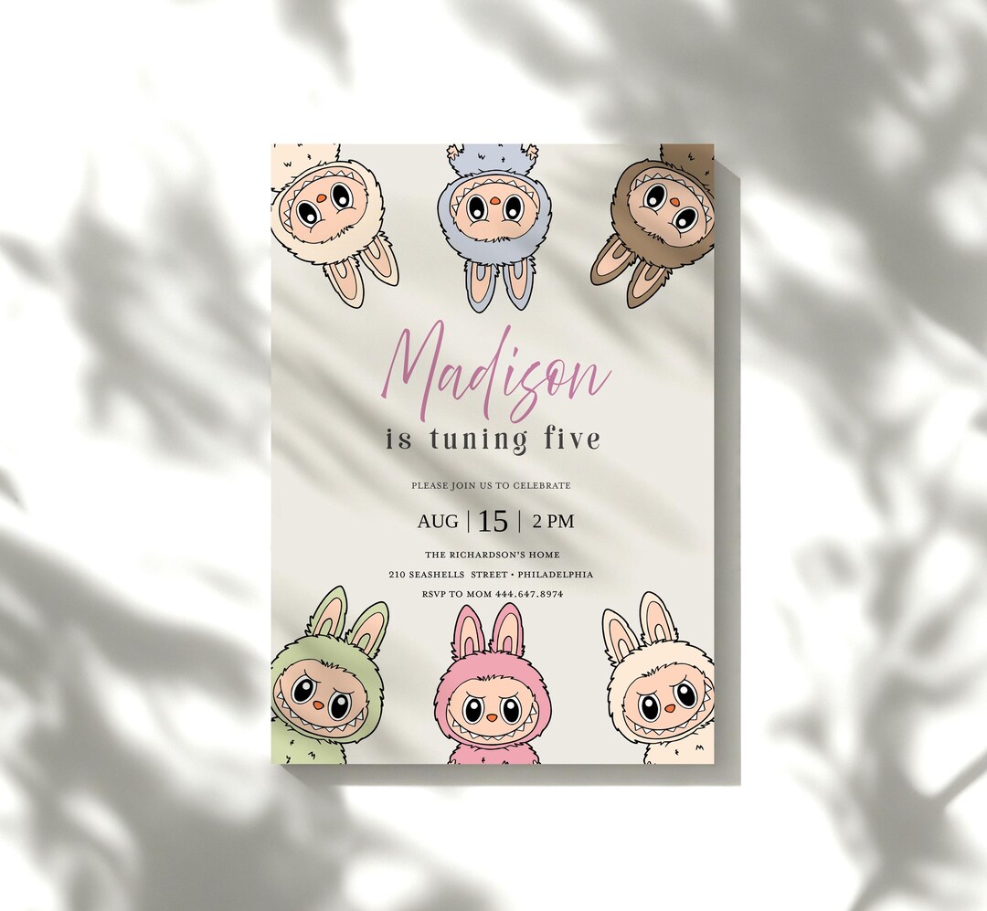 Editable Labubu Birthday Invitation | Labubu Birthday Theme | Labubu ...