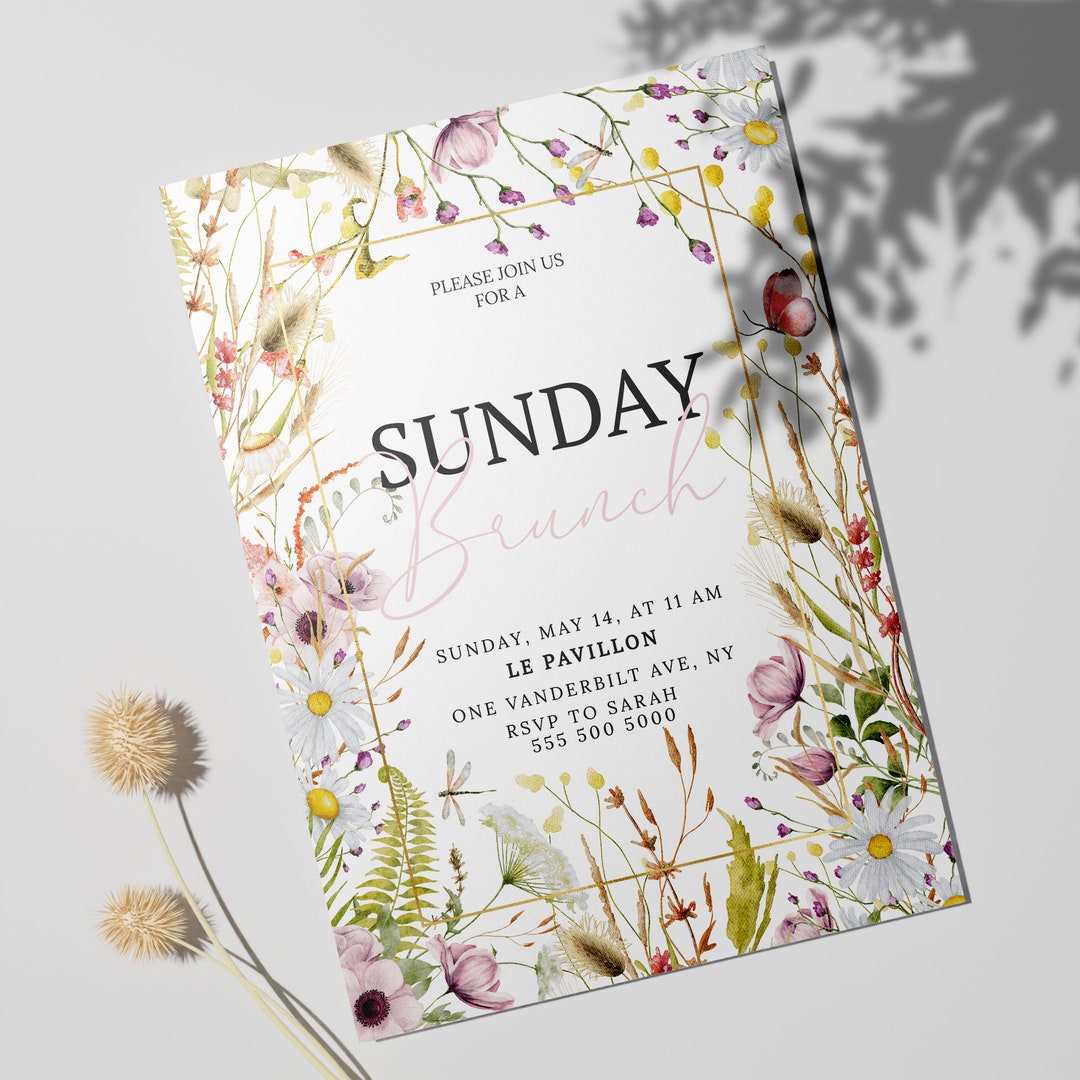 DIY Printable Sunday Brunch Invitation Editable Instant Download - Etsy