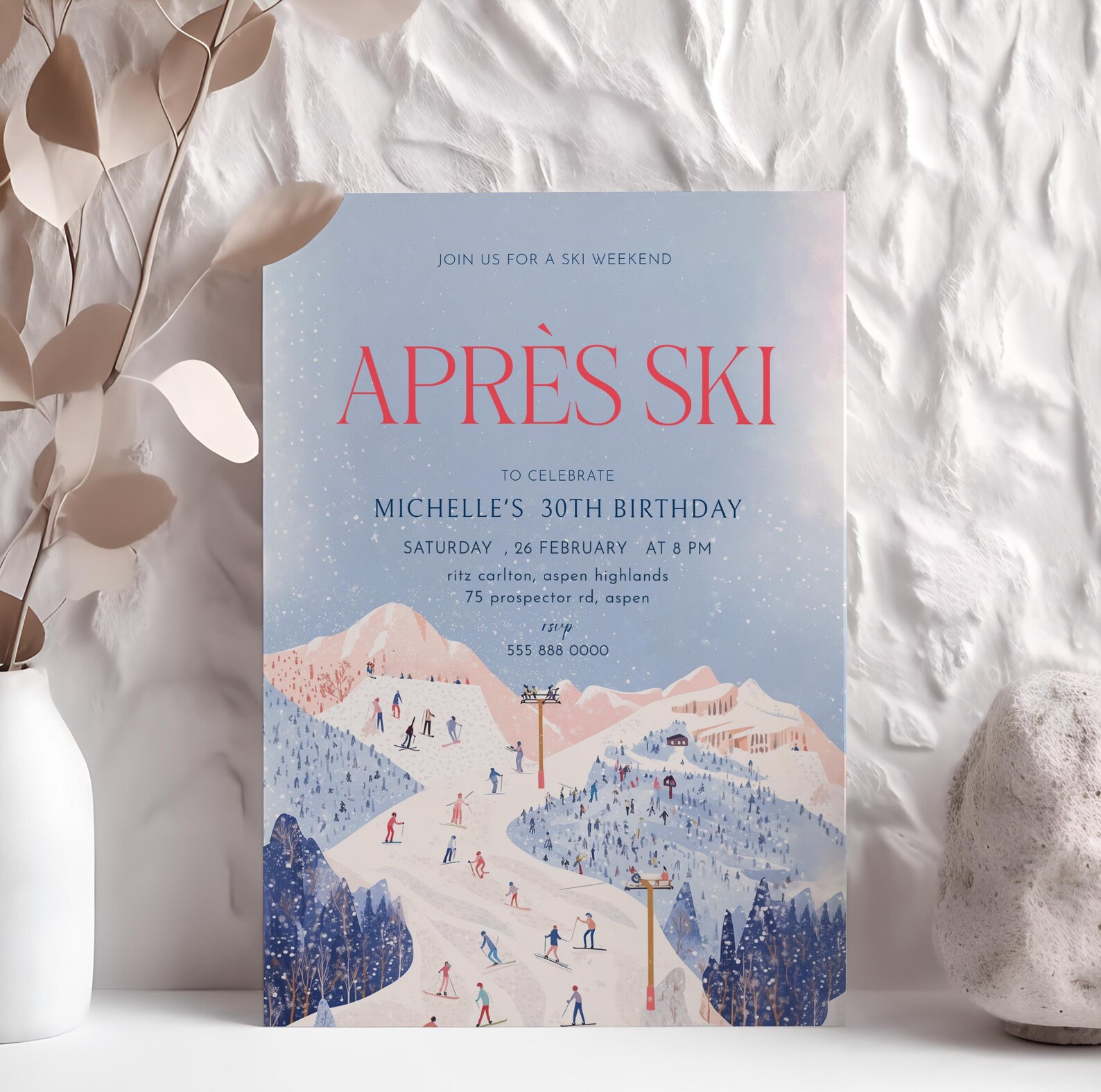 Apres-ski Birthday Invitation Template | Retro Ski Party (digital ...