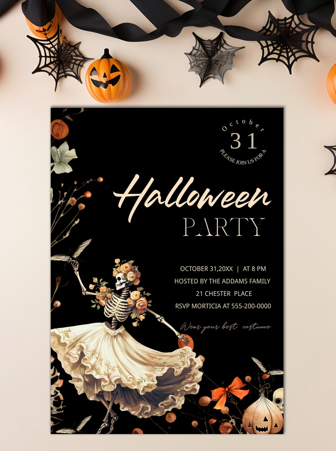 Skeleton Halloween Party Invitation Halloween Dancing - Etsy