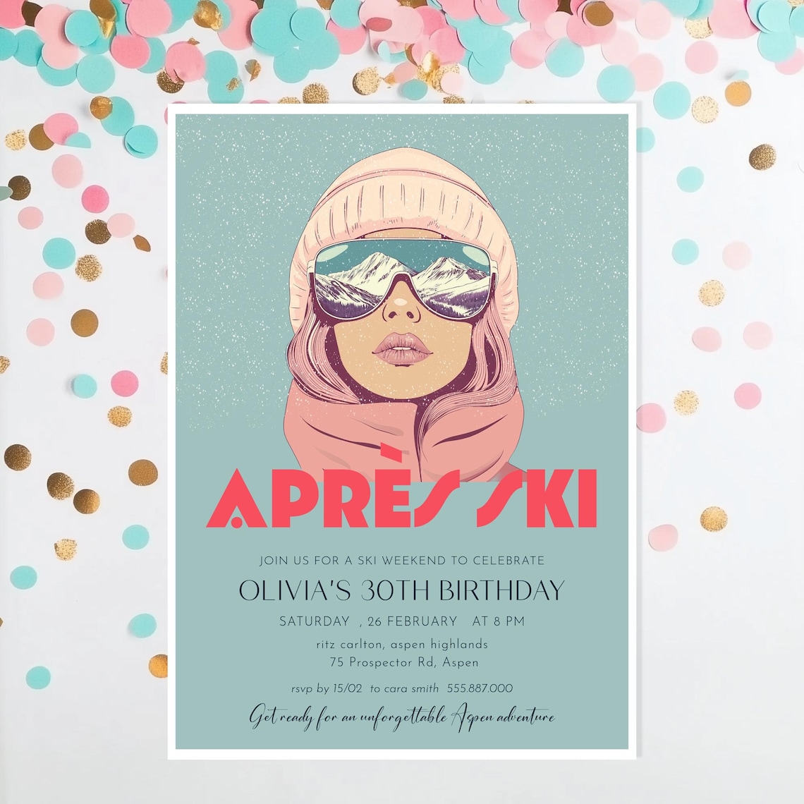 Apres-ski Birthday Invitation Template | Ski Party Invite | Ski ...