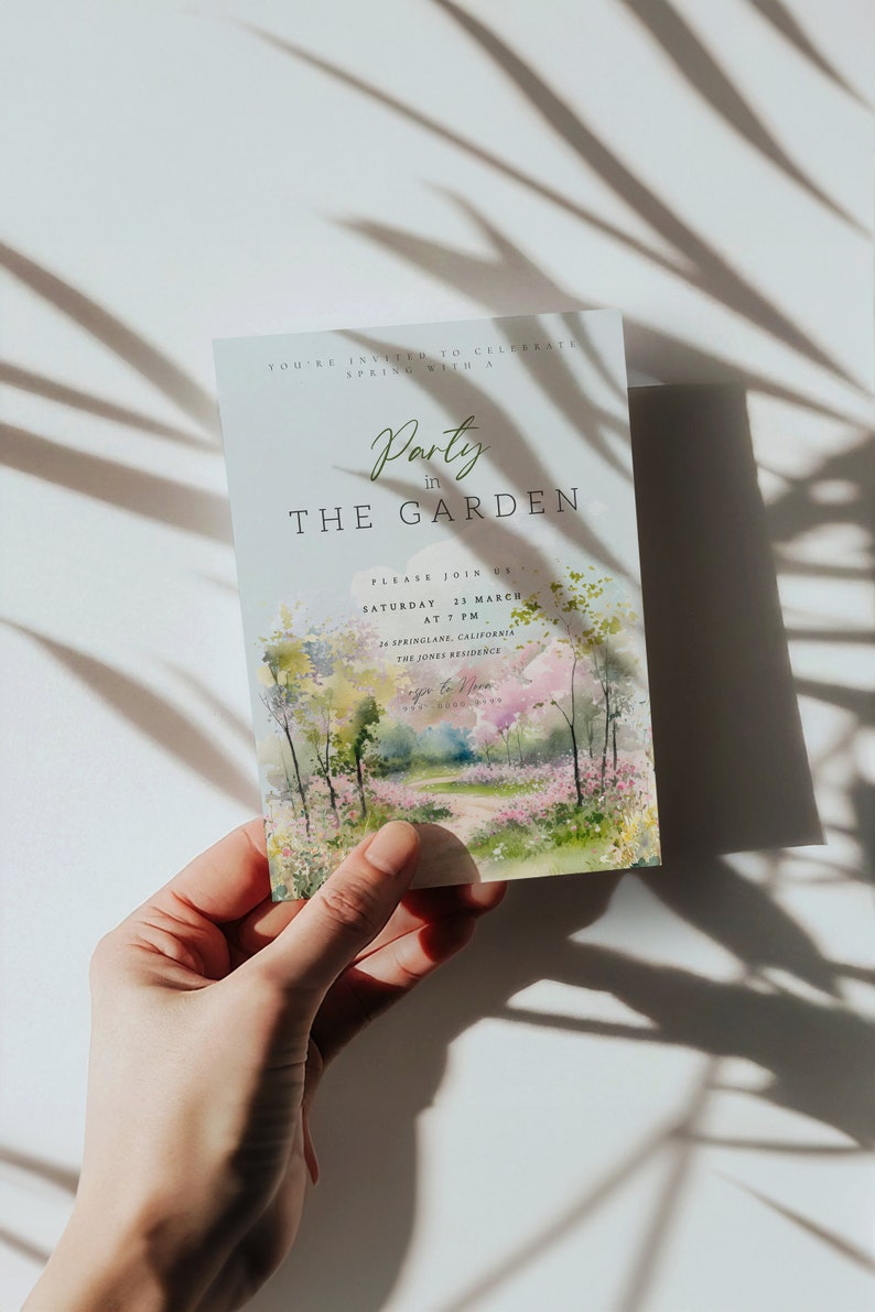 Spring Garden Party Invitation Spring Party in the Garden Watercolor ...