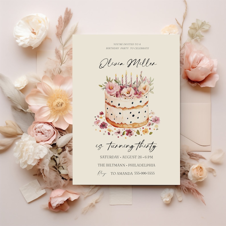 Birthday Cake Party Invitation| Birthday Party Printable Invitation ...