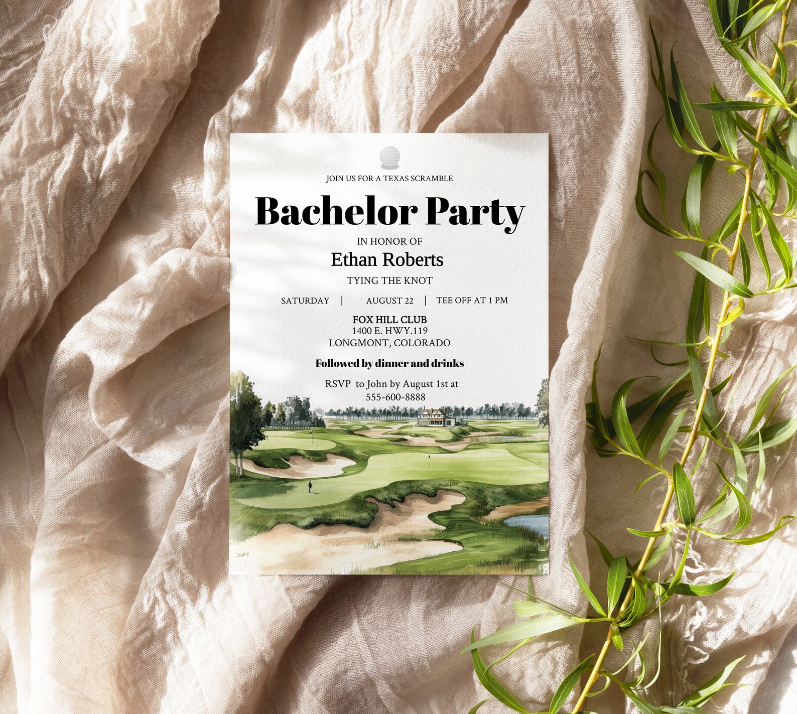 Golf Bachelor Party Invitation Golfing Theme Golf Ball Bachelor ...
