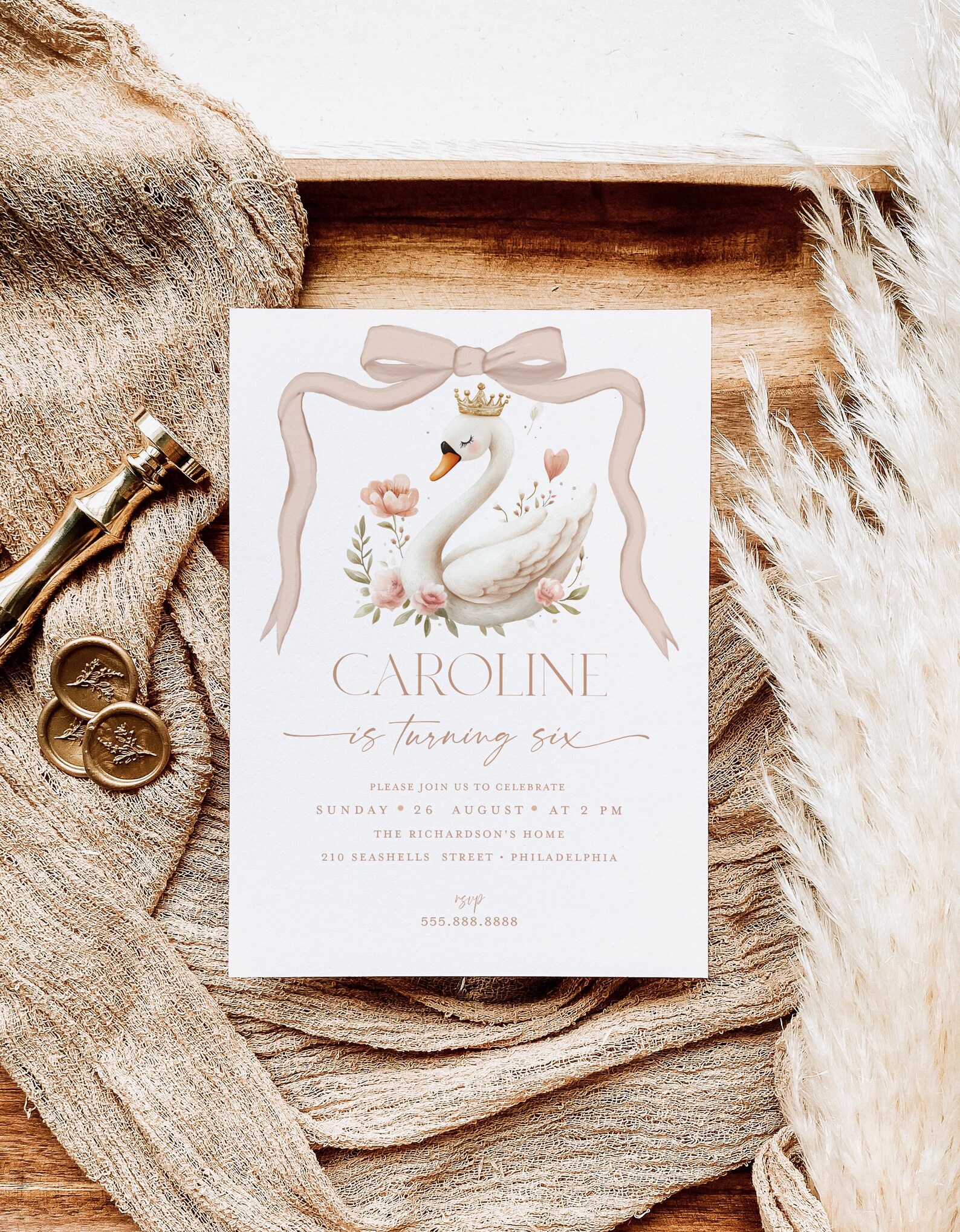 Swan Birthday Party Invitation | Swan First Birthday Invite | Swan ...