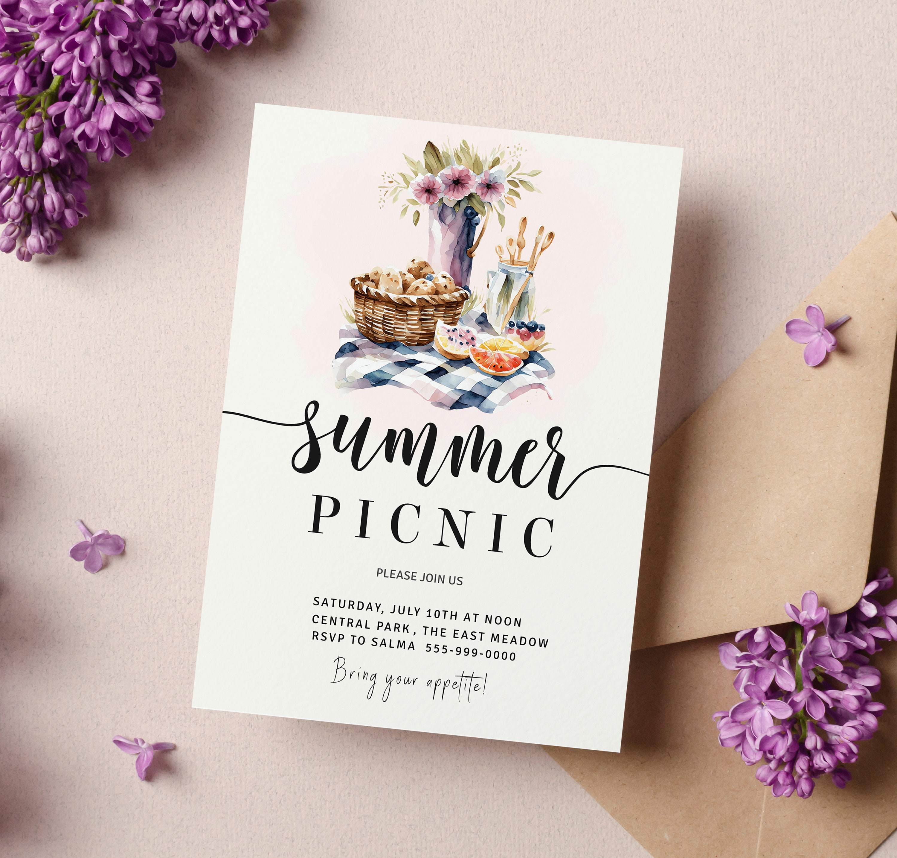 Summer Picnic Printable Invitation| Instant Download| Editable - Etsy