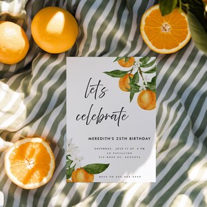 Orange Blossom Birthday Invitation: Citrus Summer Party (editable ...