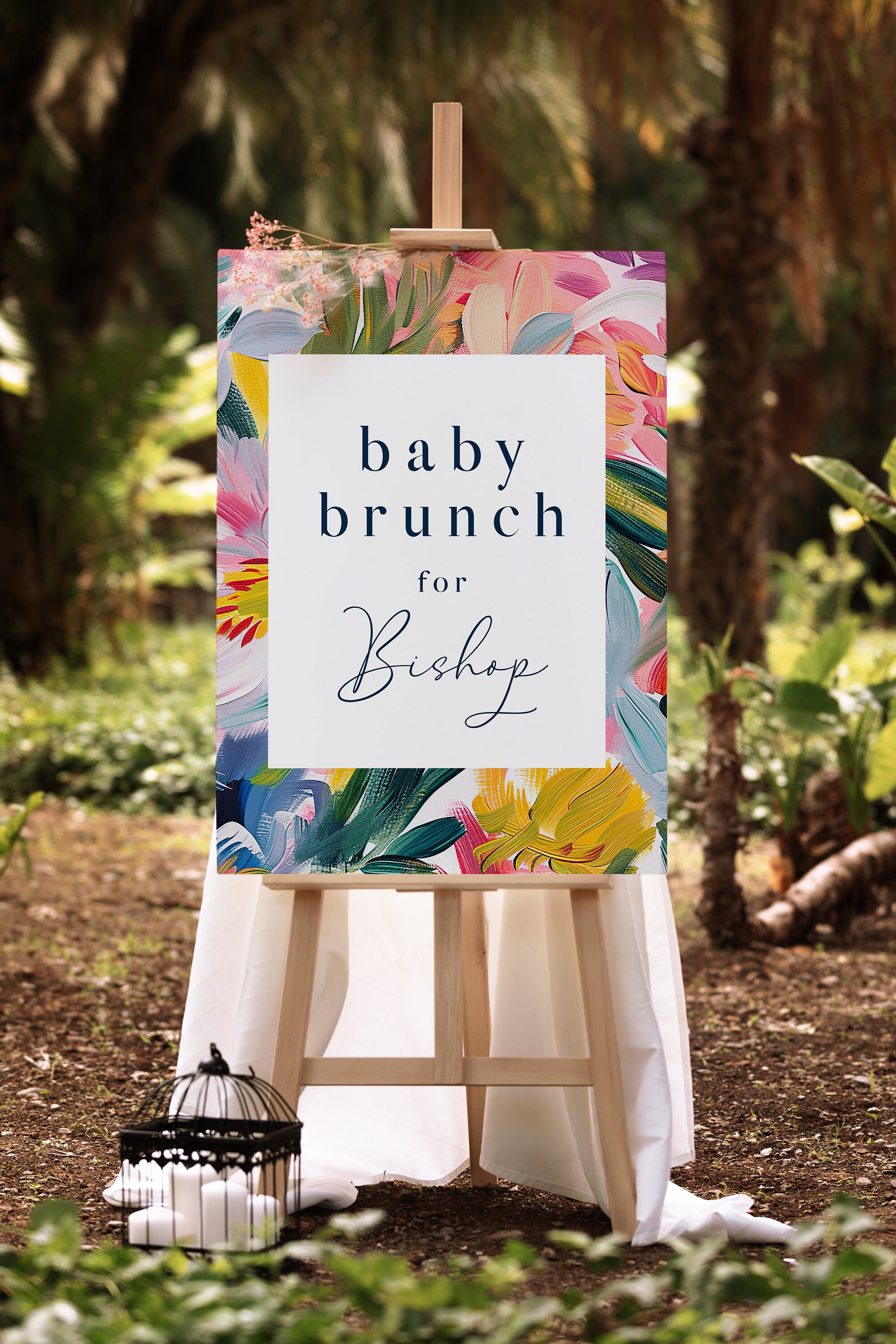 Spring Baby Brunch Welcome Sign | Abstract Watercolor Flowers ...