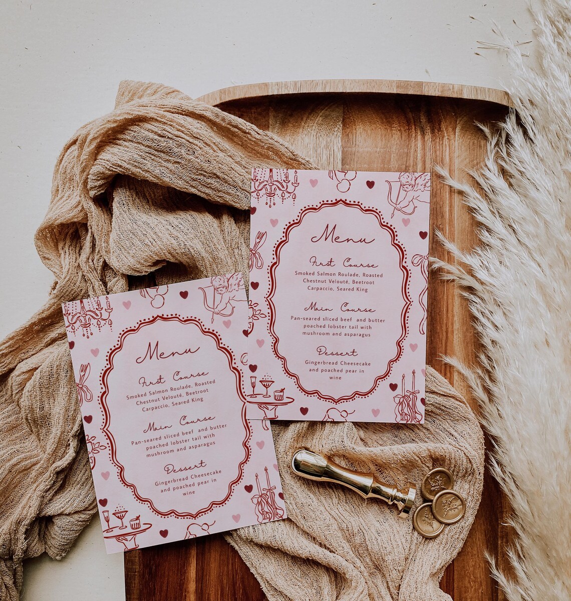 Valentine's Day Menu, Romantic Red Menu , Love Themed Table Editable ...