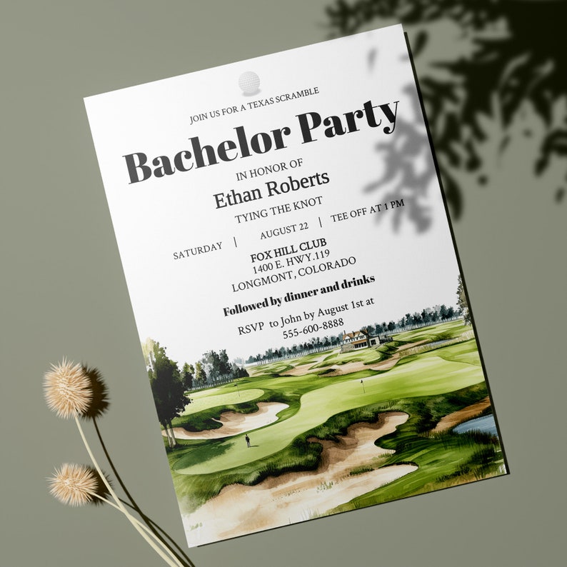 Golf Bachelor Party Invitation Golfing Theme Golf Ball Bachelor ...