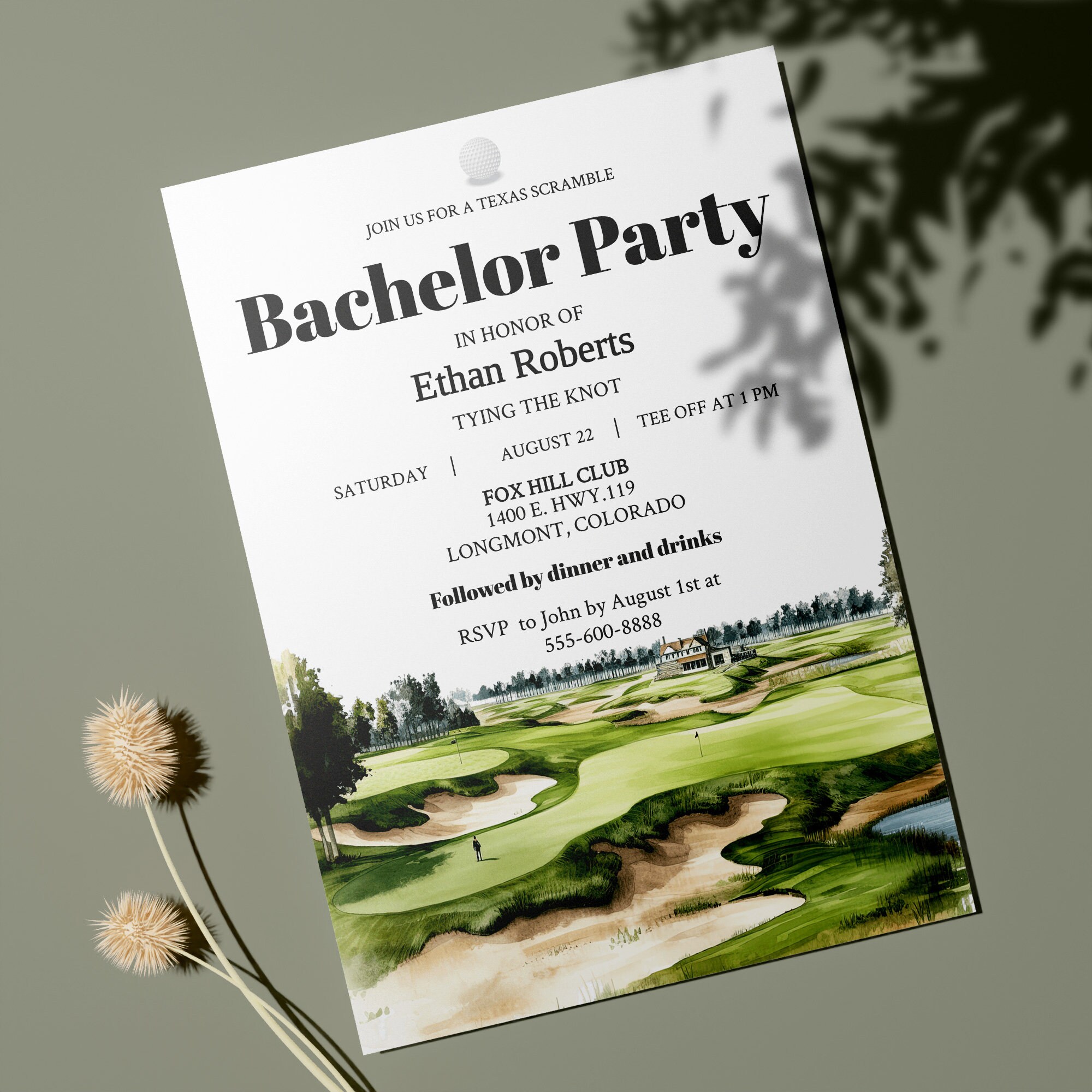 Golf Bachelor Party Invitation Golfing Theme Golf Ball Bachelor ...