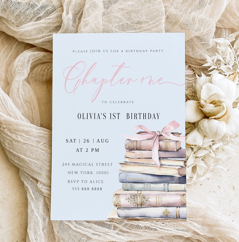 Chapter One Birthday Invitation Storybook Birthday Book Birthday Invite ...