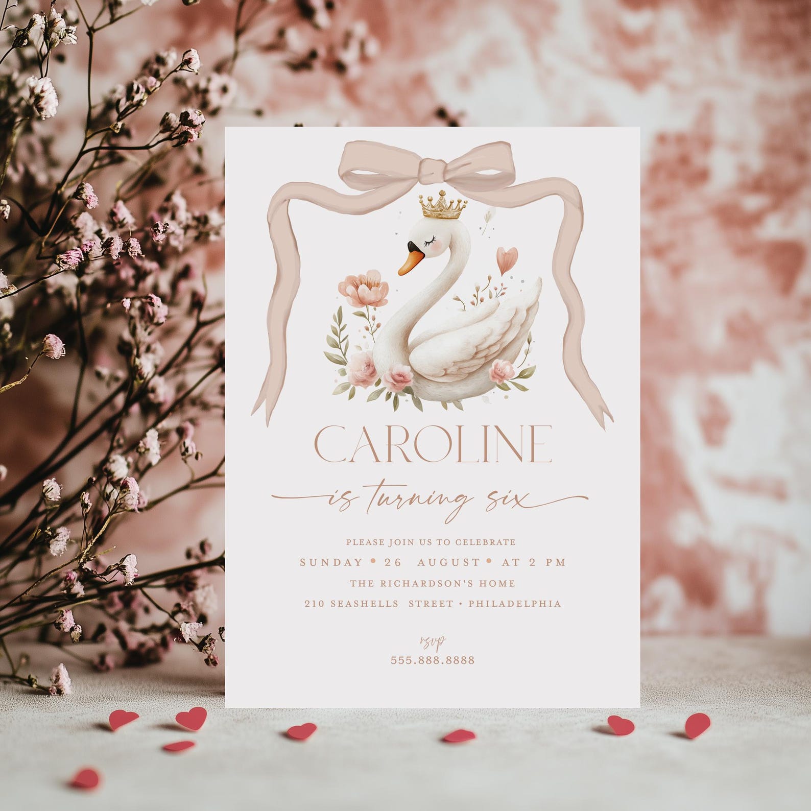 Swan Birthday Party Invitation | Swan First Birthday Invite | Swan ...