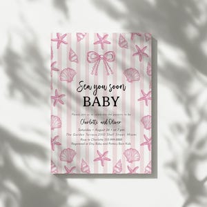 Sea You Soon BABY SHOWER INVITATION | Pink Coastal Baby Shower Invite ...