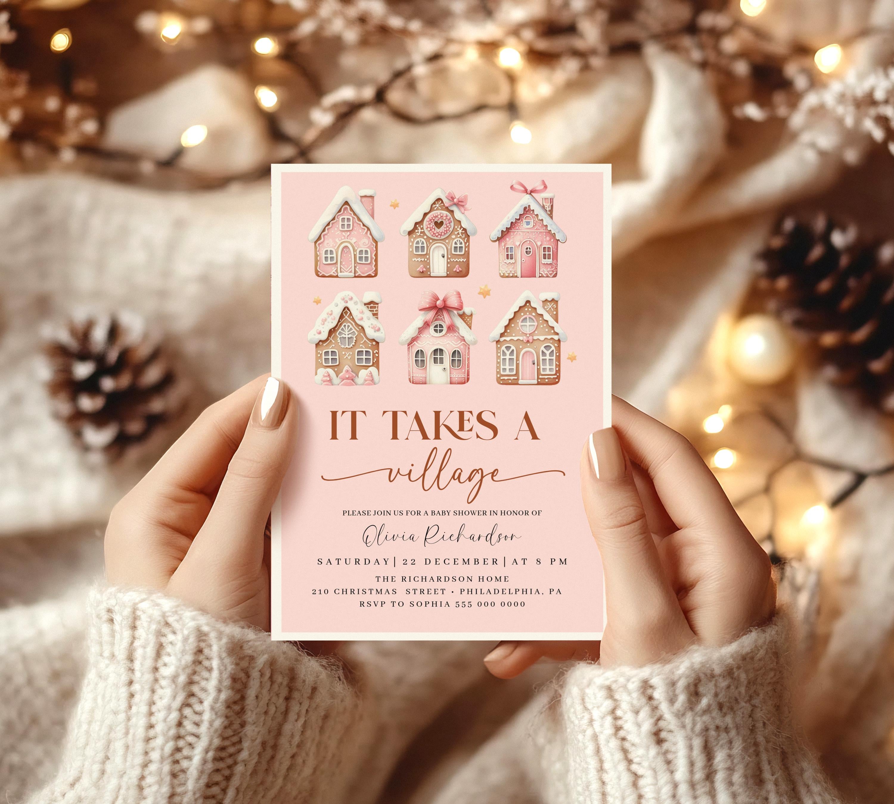 It Takes a Village Baby Shower Invitation | Winter Baby Shower | Little ...