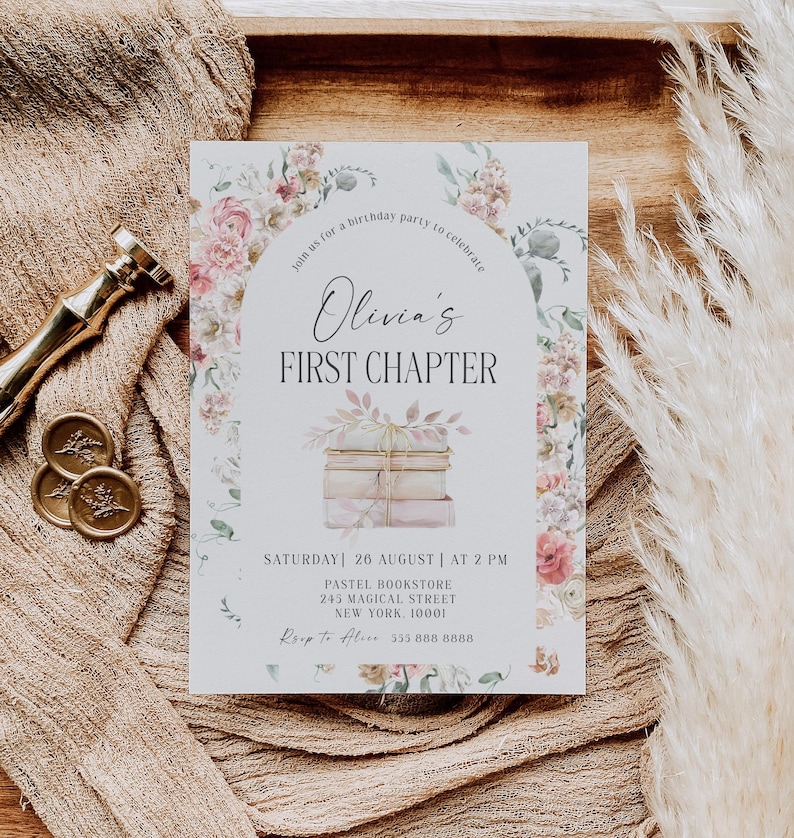 Storybook First Chapter Birthday Invitation Book Birthday Invite ...