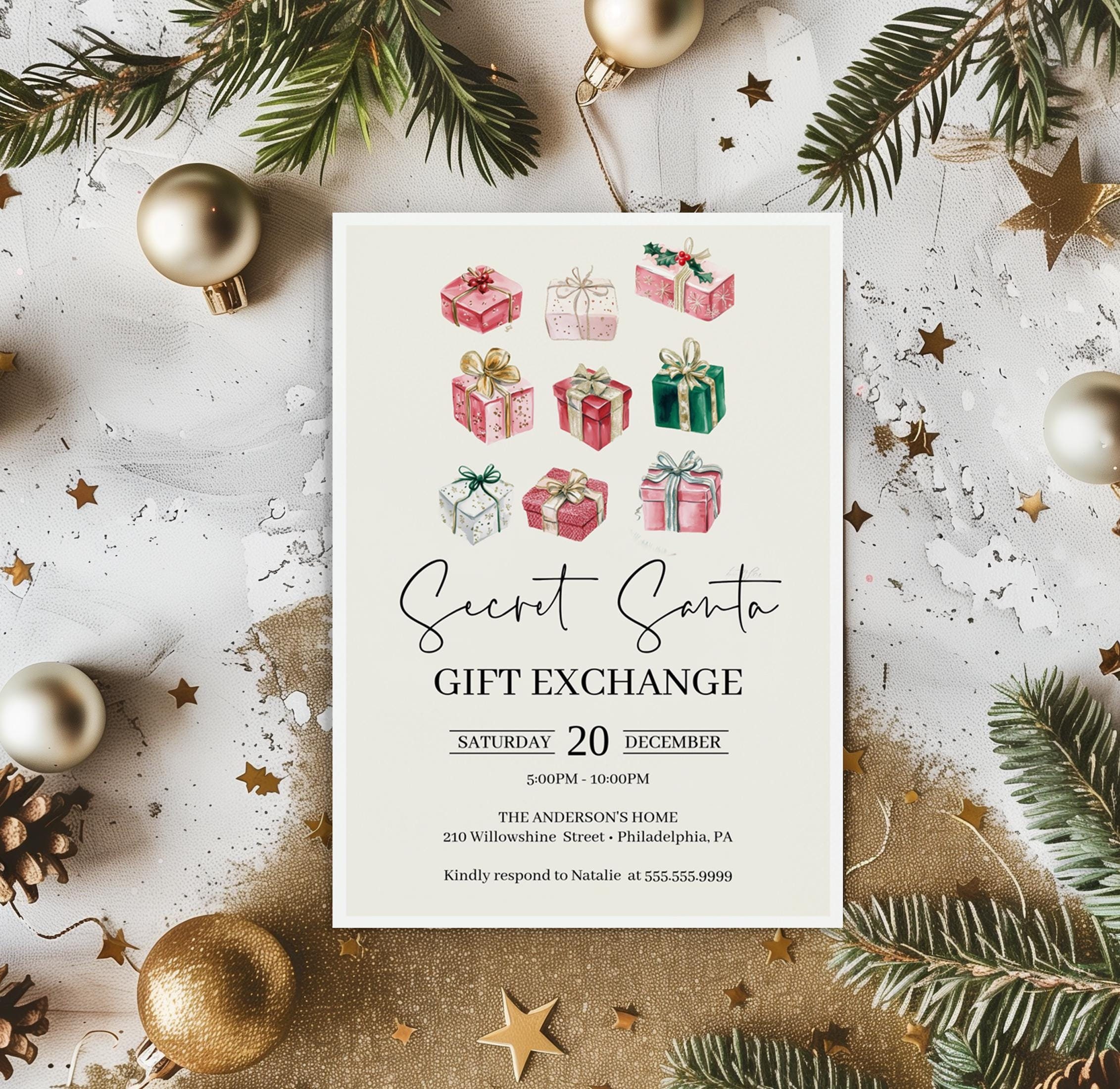 Secret Santa Gift Exchange Invitation Christmas Party Santa's Got a ...