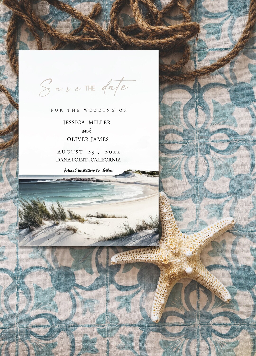 Sea Save the Date Invitation Sea Wedding Theme Printable Invitation ...