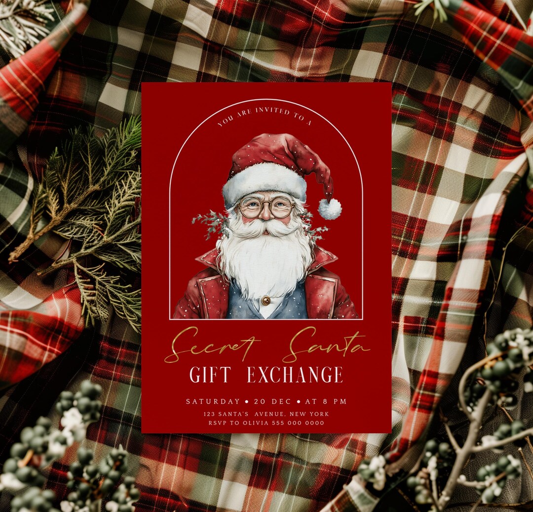 Secret Santa Gift Exchange Invitation Christmas Party Santa's Got a ...