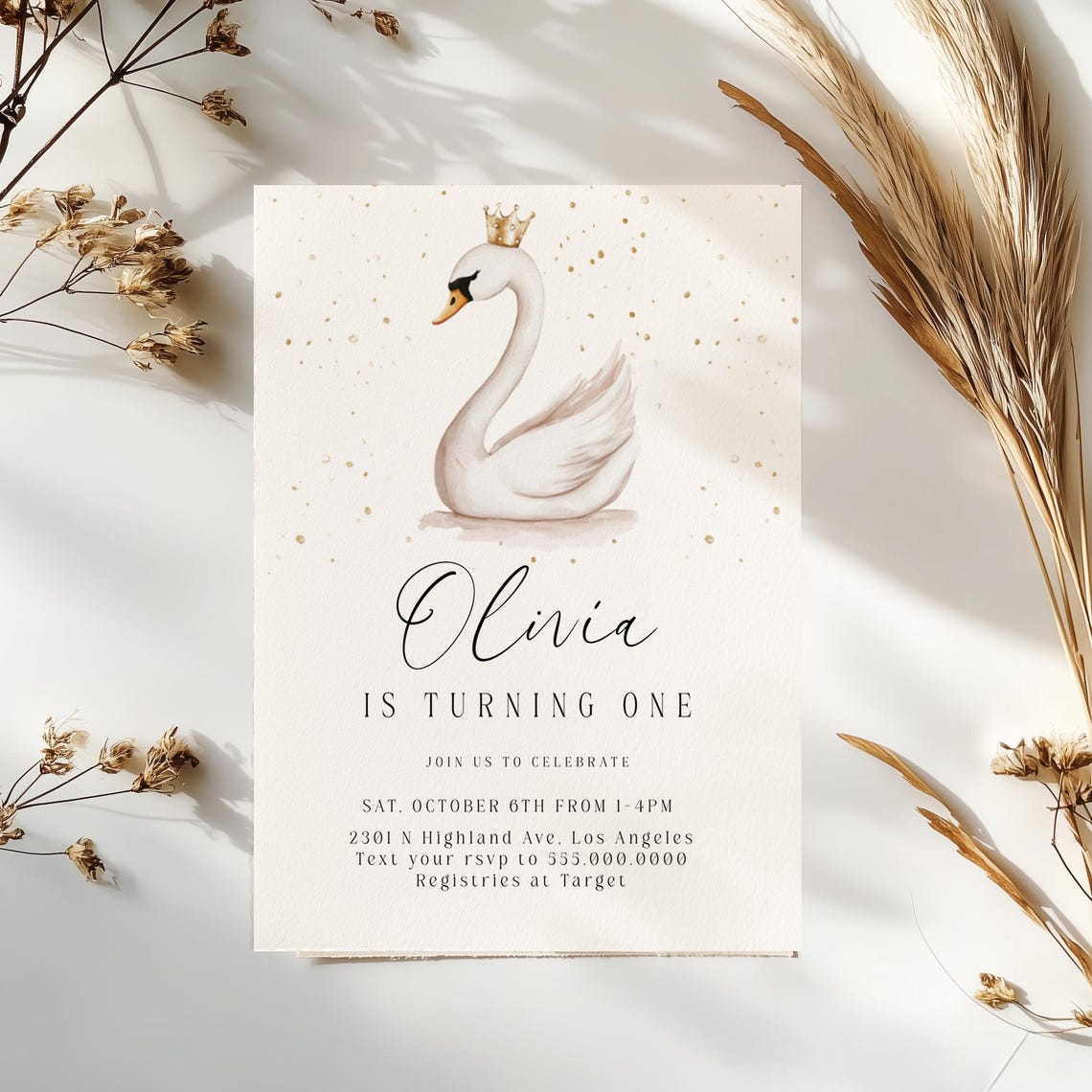 Swan Princess Birthday Invitation | Editable Party Invite (instant ...