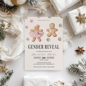 Gingerbread Winter Gender Reveal Invitation | Editable (instant ...