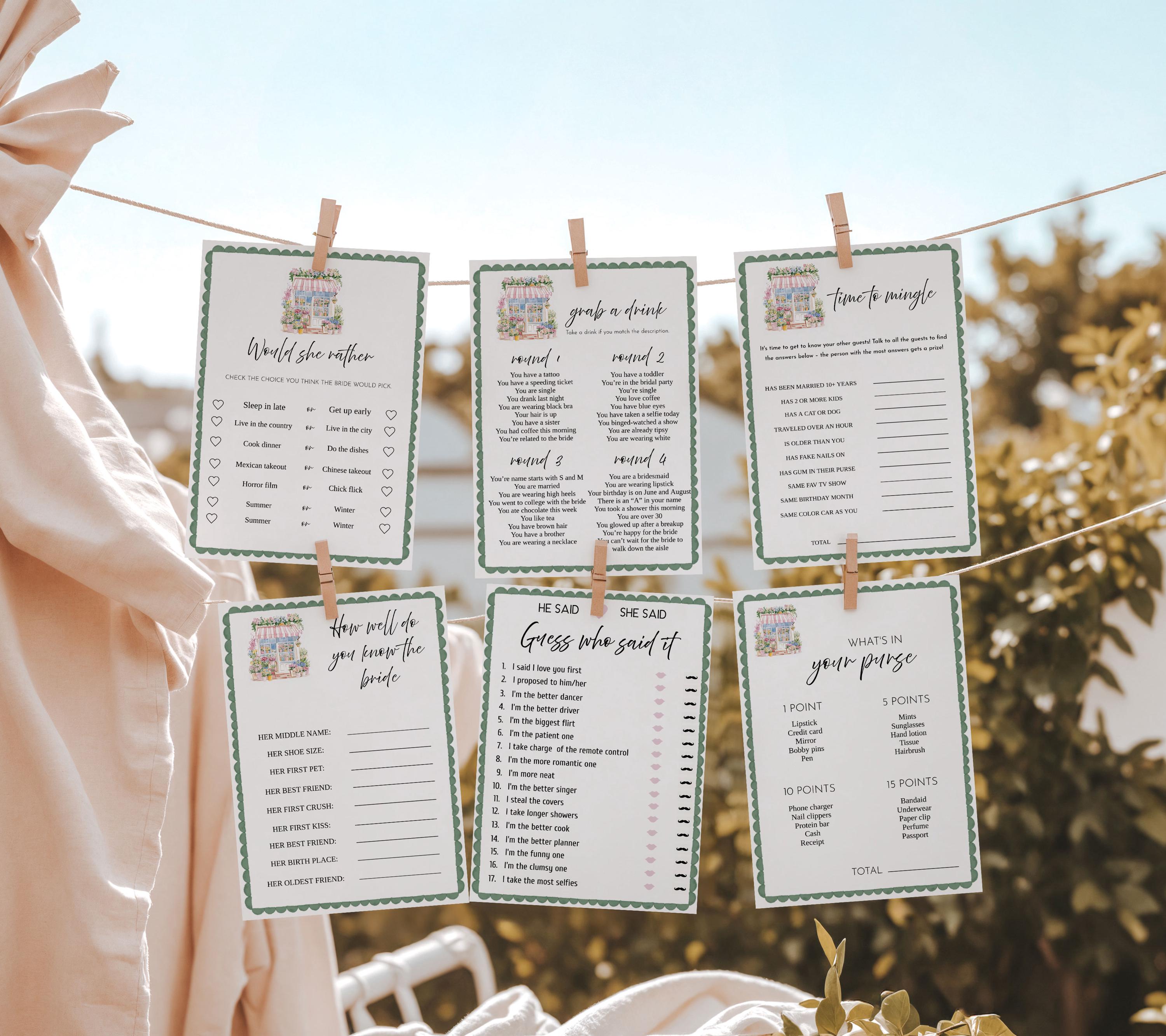 Watercolor Floral Bridal Shower Bundle, Editable Invitation Set ...
