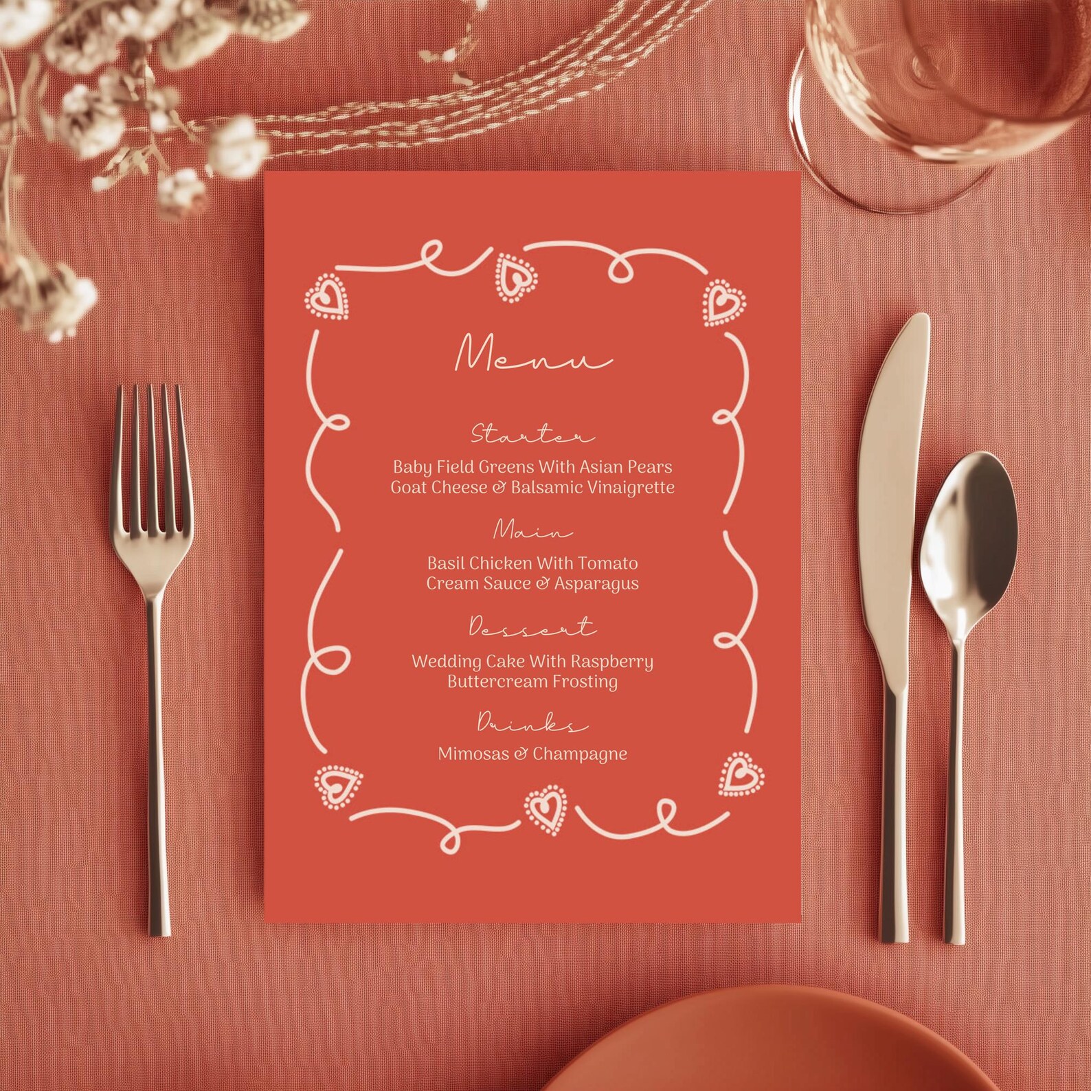 Valentine's Day Dinner Menu Template | Editable Hearts Design (instant ...