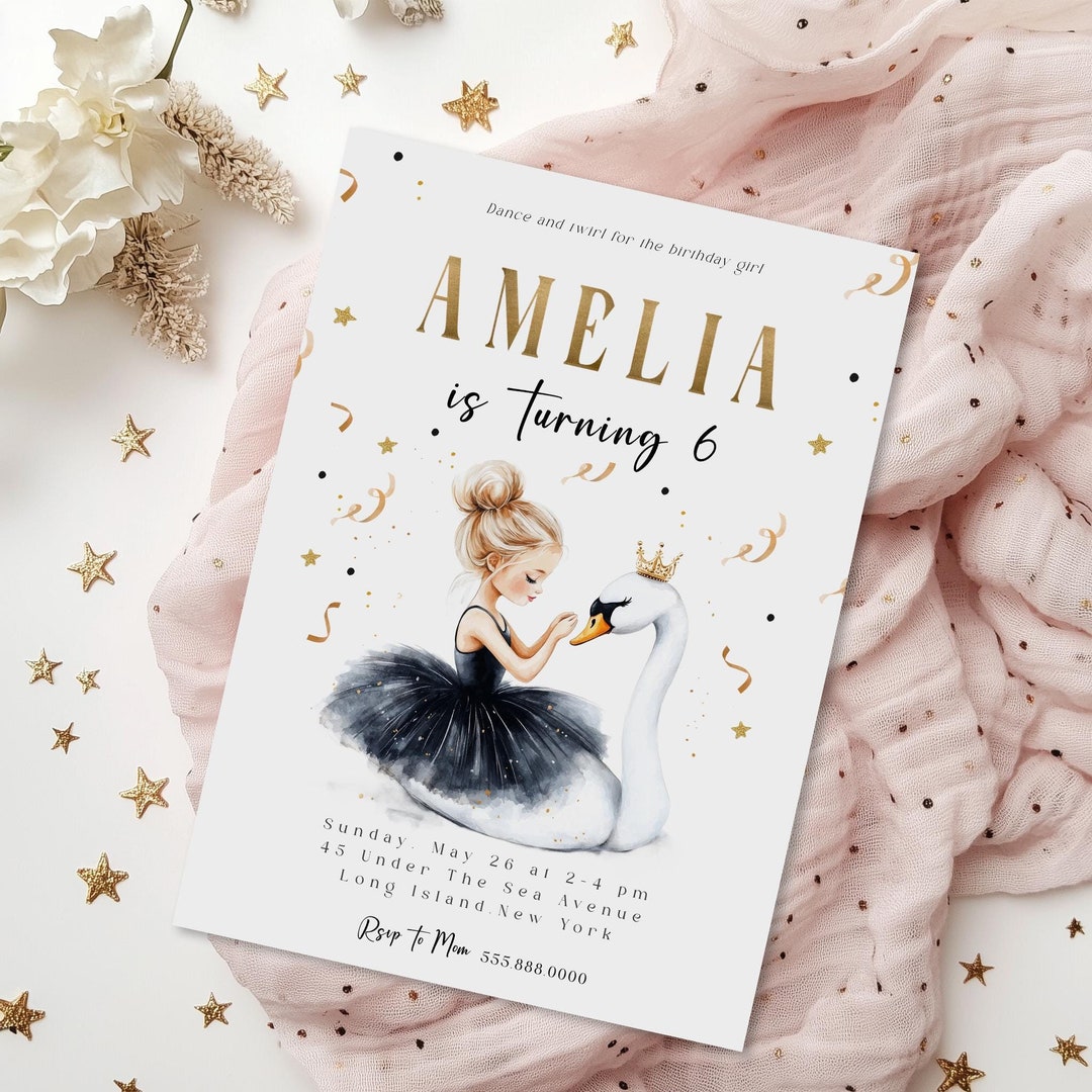 Ballerina Birthday Party Invitation | Ballerina Black Tutu Invite ...
