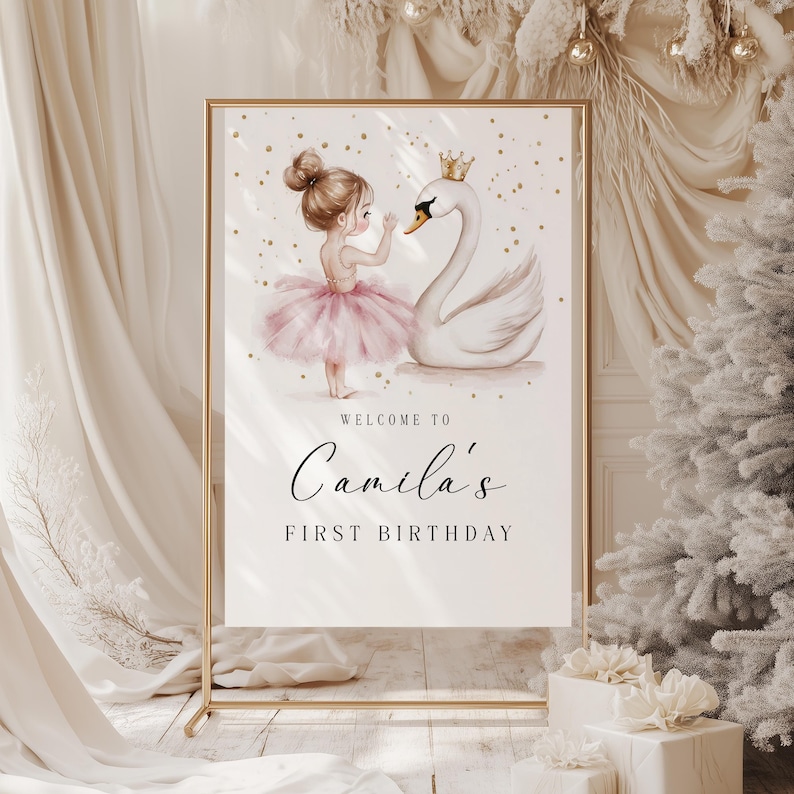 Ballerina Birthday Party Sign Ballerina First Birthday Sign Ballet ...