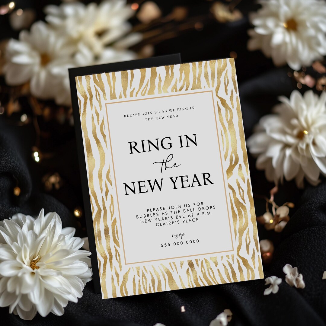 New Year's Eve Party Invitation Template | Gold New Years Party ...