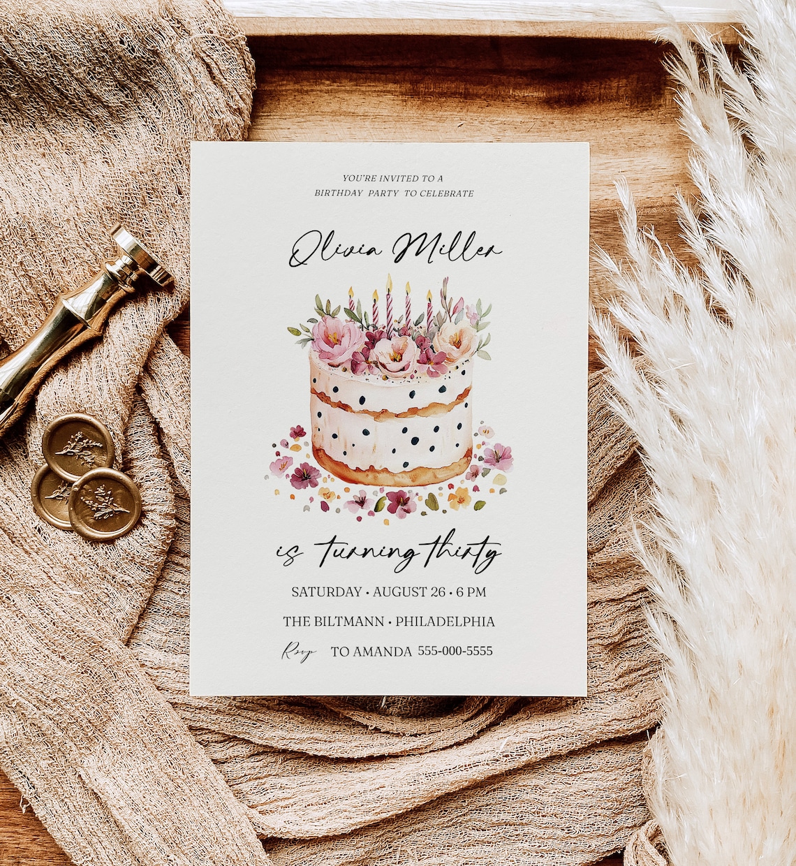 Birthday Cake Party Invitation| Birthday Party Printable Invitation ...